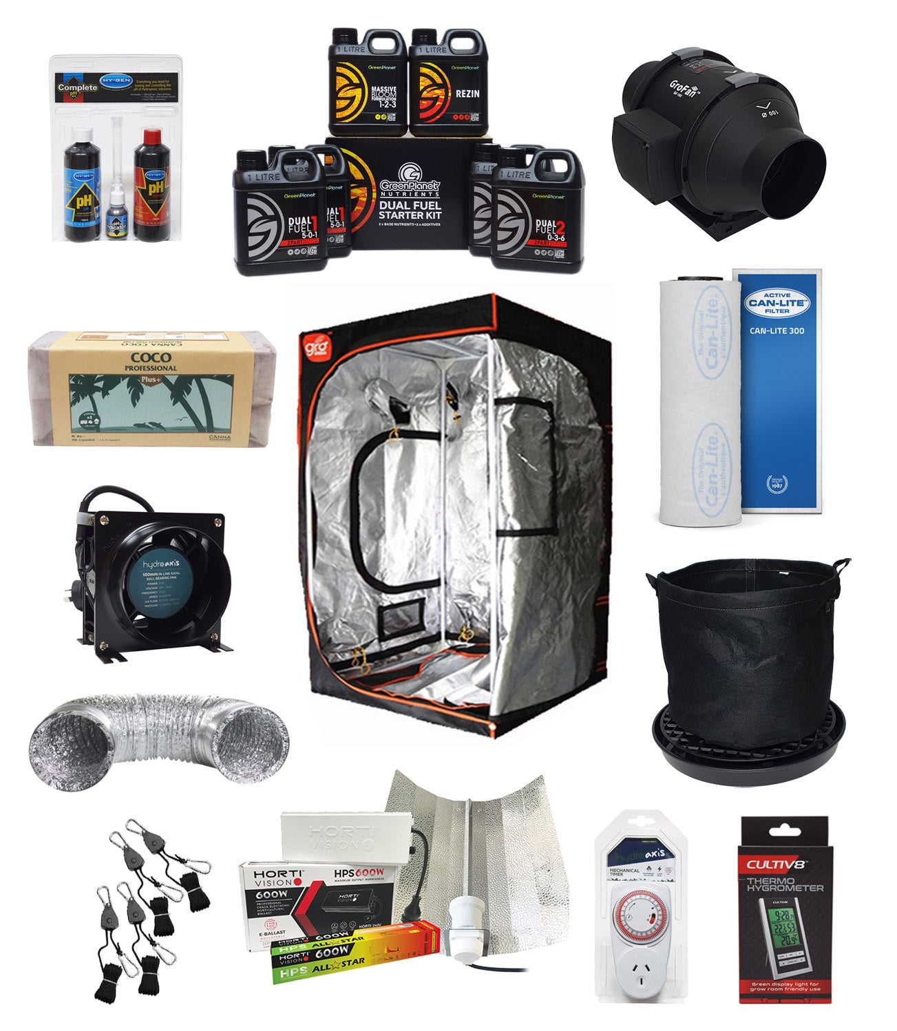 Complete Grow Tent Kit Beginner 1.2 x 1.2 x 2m